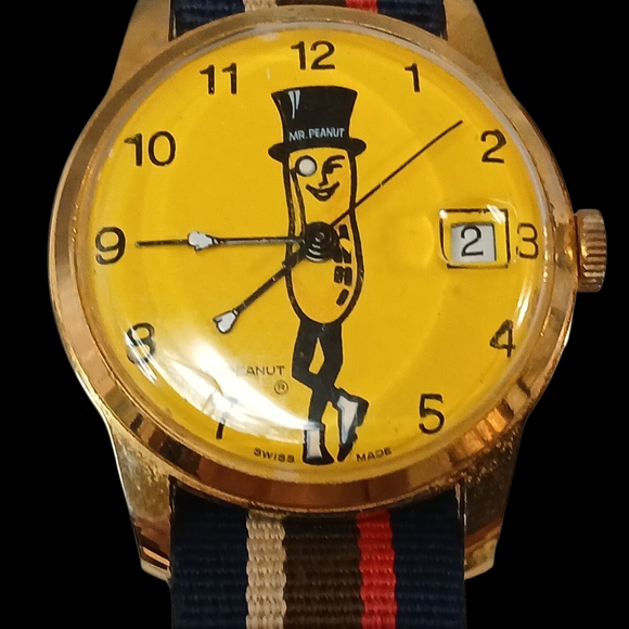 Accessories | Vintage Mr Peanut Watch With Striped Band Replaced ...